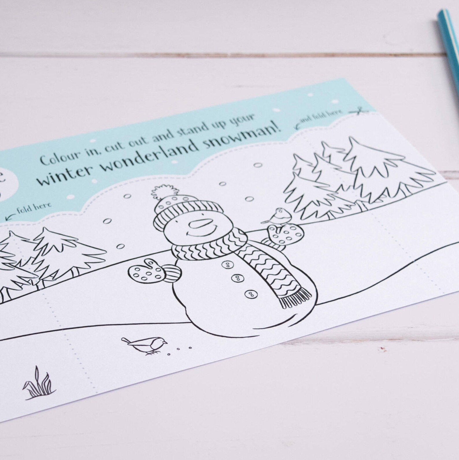 Winter Wonderland Snowman Scene a Printable Colouring Papercraft ...