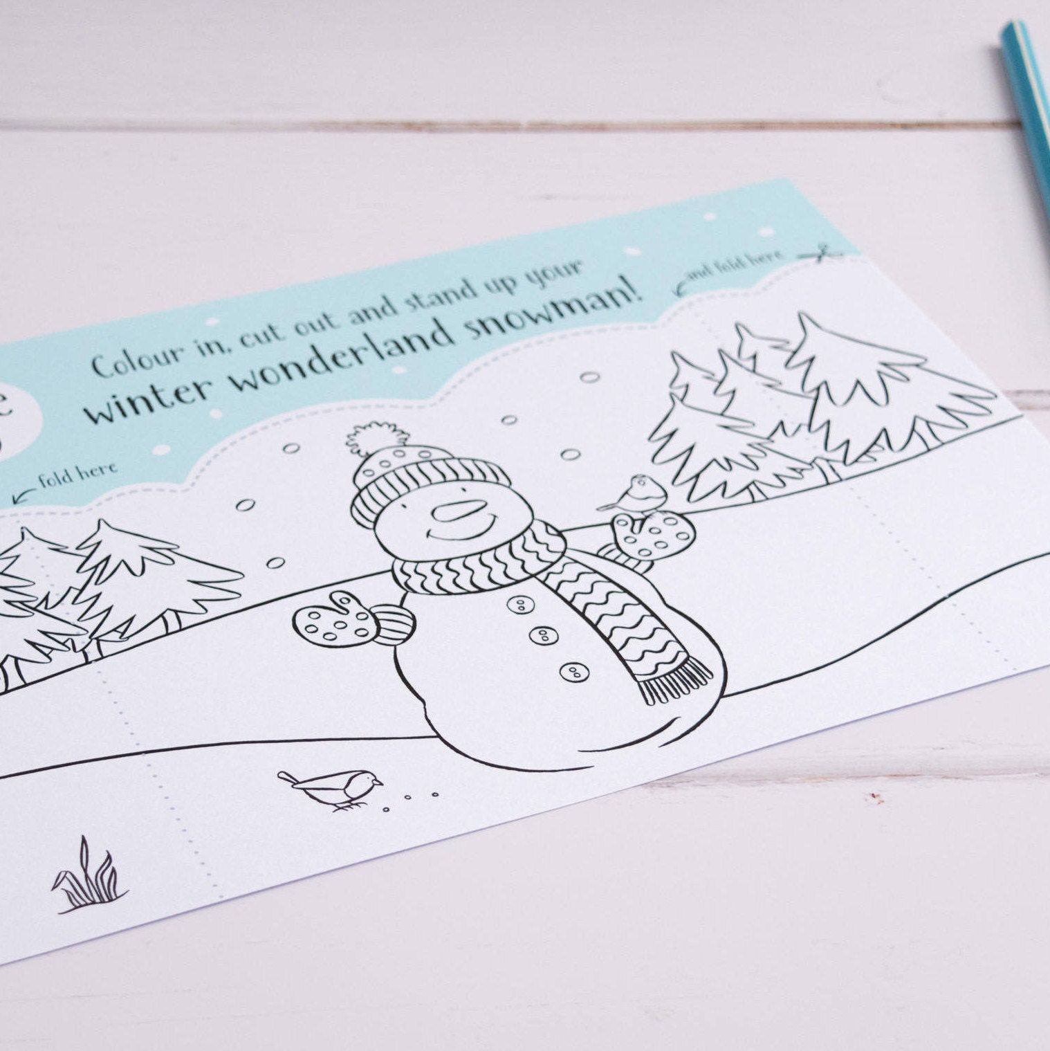 Winter Wonderland Snowman Scene a Printable Colouring Papercraft ...