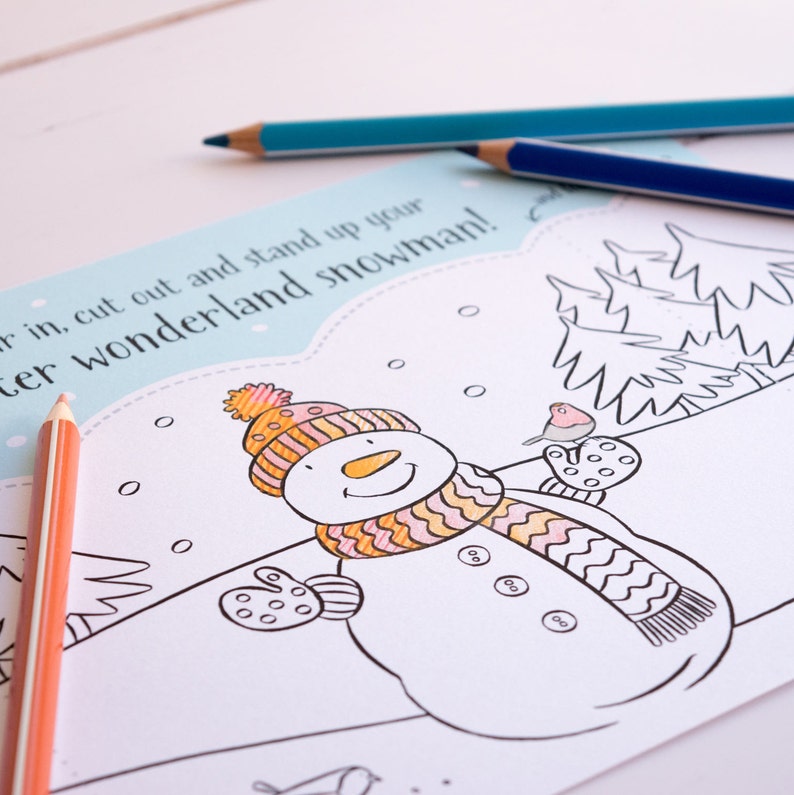 Winter Wonderland Snowman Scene a Printable Colouring Papercraft ...