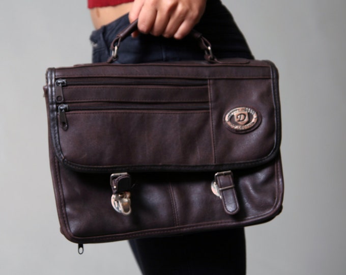 Brown Faux Leather D Collection Messenger Bag Without a Strap/ Unisex ...