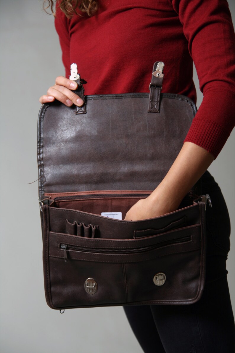 Brown Faux Leather D Collection Messenger Bag Without a | Etsy