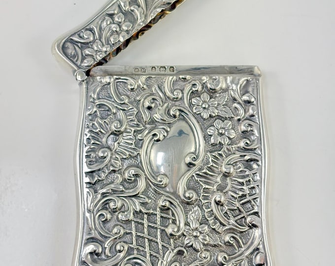 Sterling Silver Antique Repousse Business Card Case, Lovely Estate Item ...
