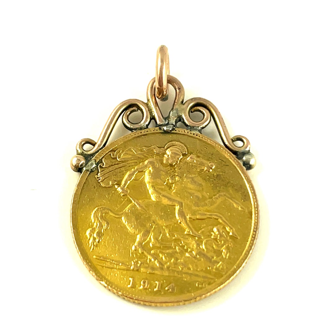 22K Sovereign Coin Pendant With 9K Gold Attached Mounting, Half ...