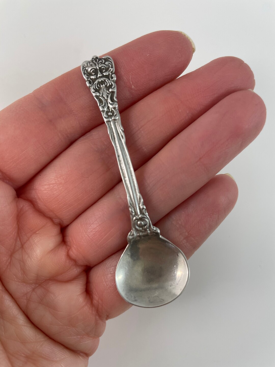 Antique Sterling West Wind or Bearded Man Salt or Sugar Spoon, Tiny ...
