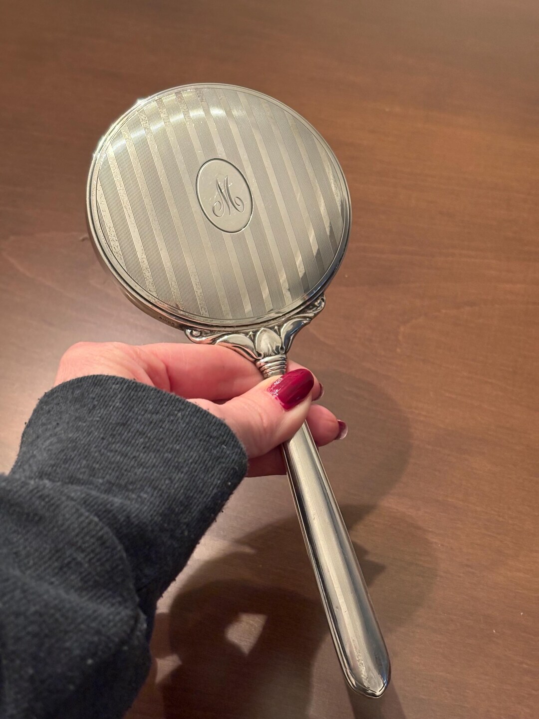 BIRKS Sterling Handheld MAGNIFYING Mirror, Monogrammed M With an ...