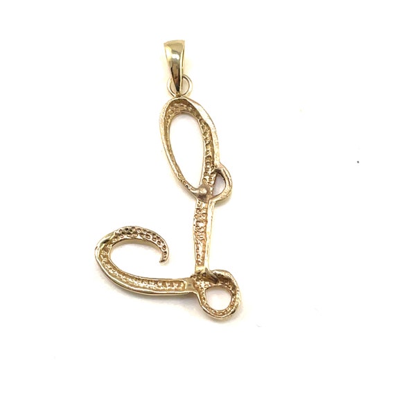 14K yellow gold cursive initial L pendant, large, 1 1… - Gem
