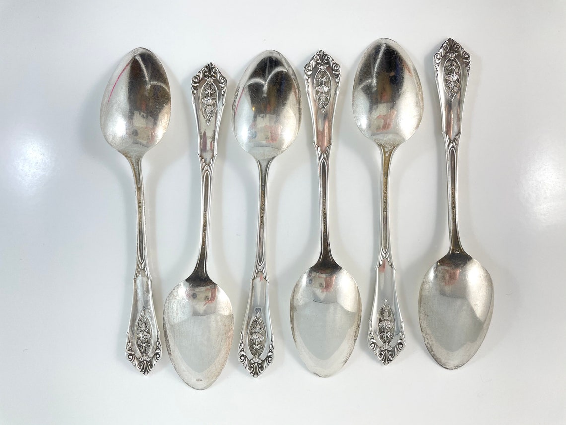 Sterling Wallace Rose Point Tea Spoons set of 6 antique | Etsy