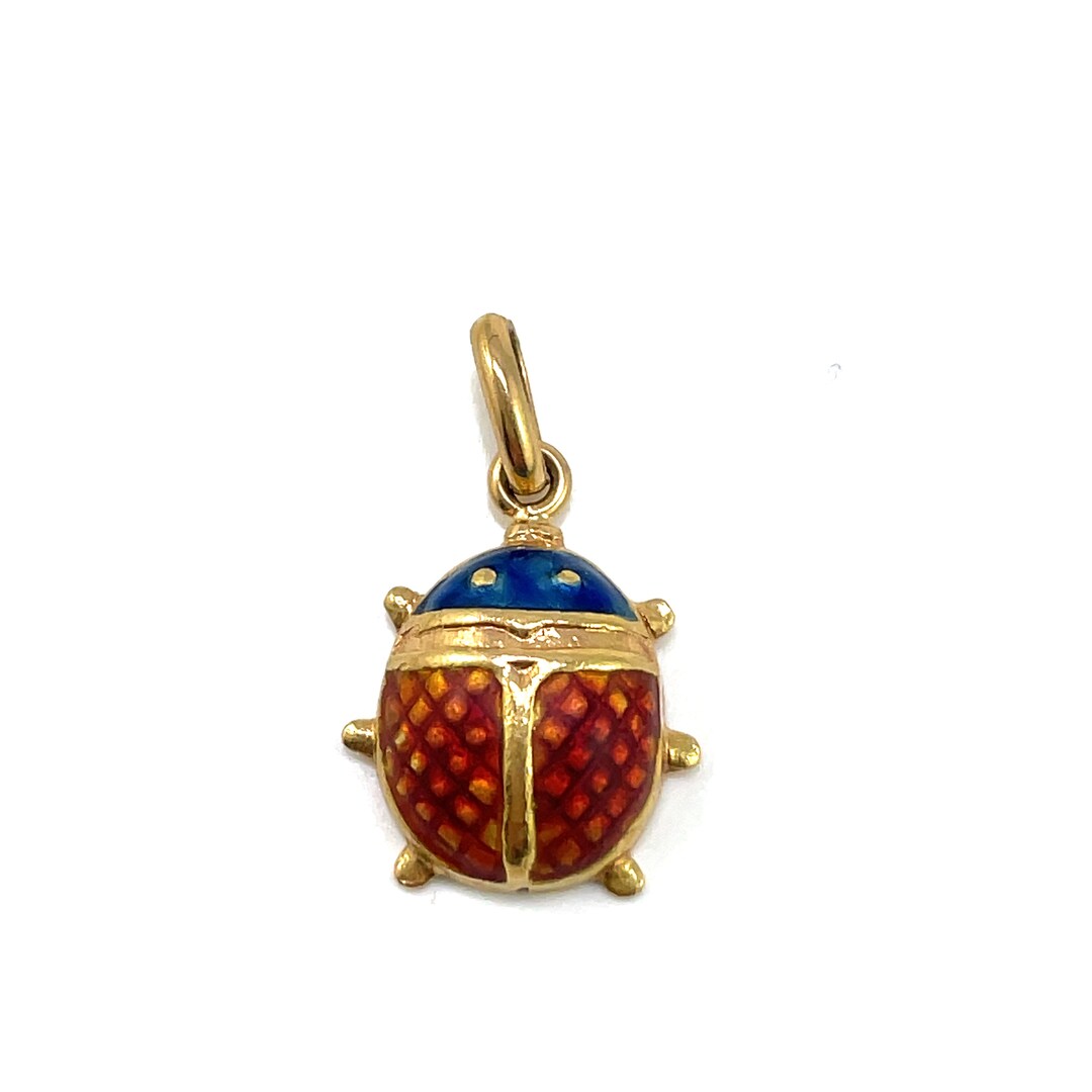 18K Enamel and Gold Lady Bug or Lady Bird Charm or Pendant - Etsy
