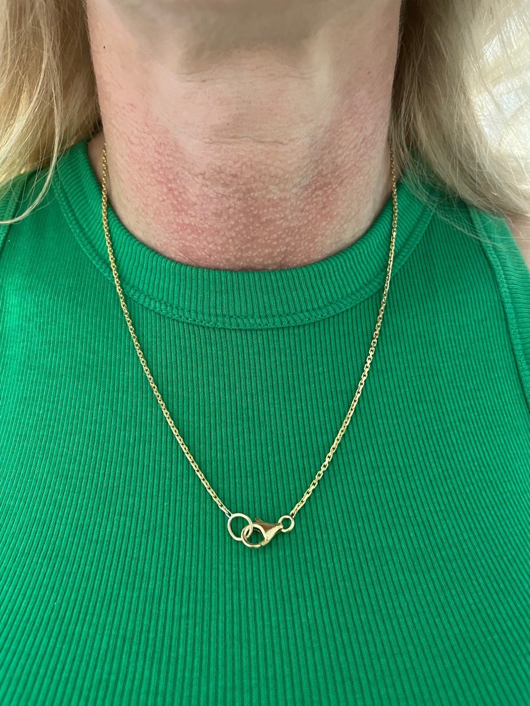 10K Gold Solid Sparkly Square Link Chain With 8 Karat Oversized Lobster ...