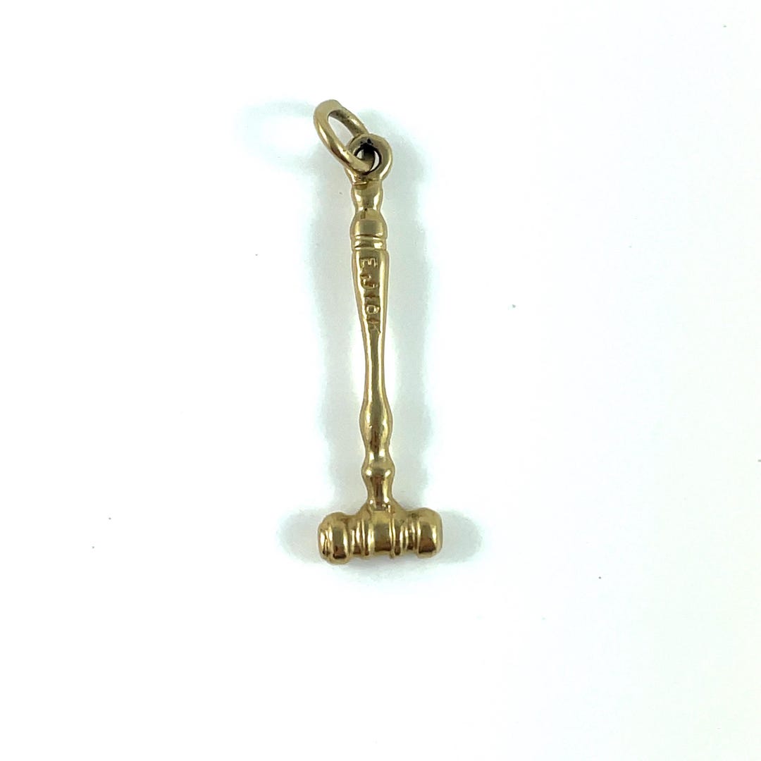 10K Gold Gavel Charm or Pendant, 10 Karat Yellow Gold - Etsy