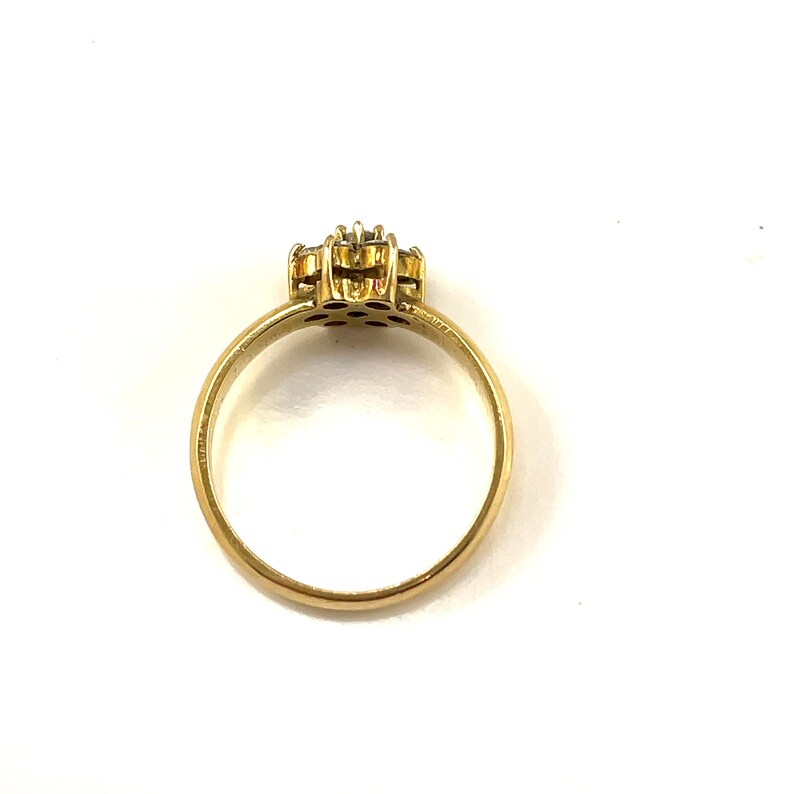 14K Diamond and Yellow Gold Flower Ring - Etsy