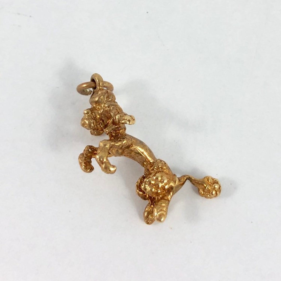 Poodle 10K Gold Charm, Amazing Detail, Vintage Charm, Standing Poodle ...