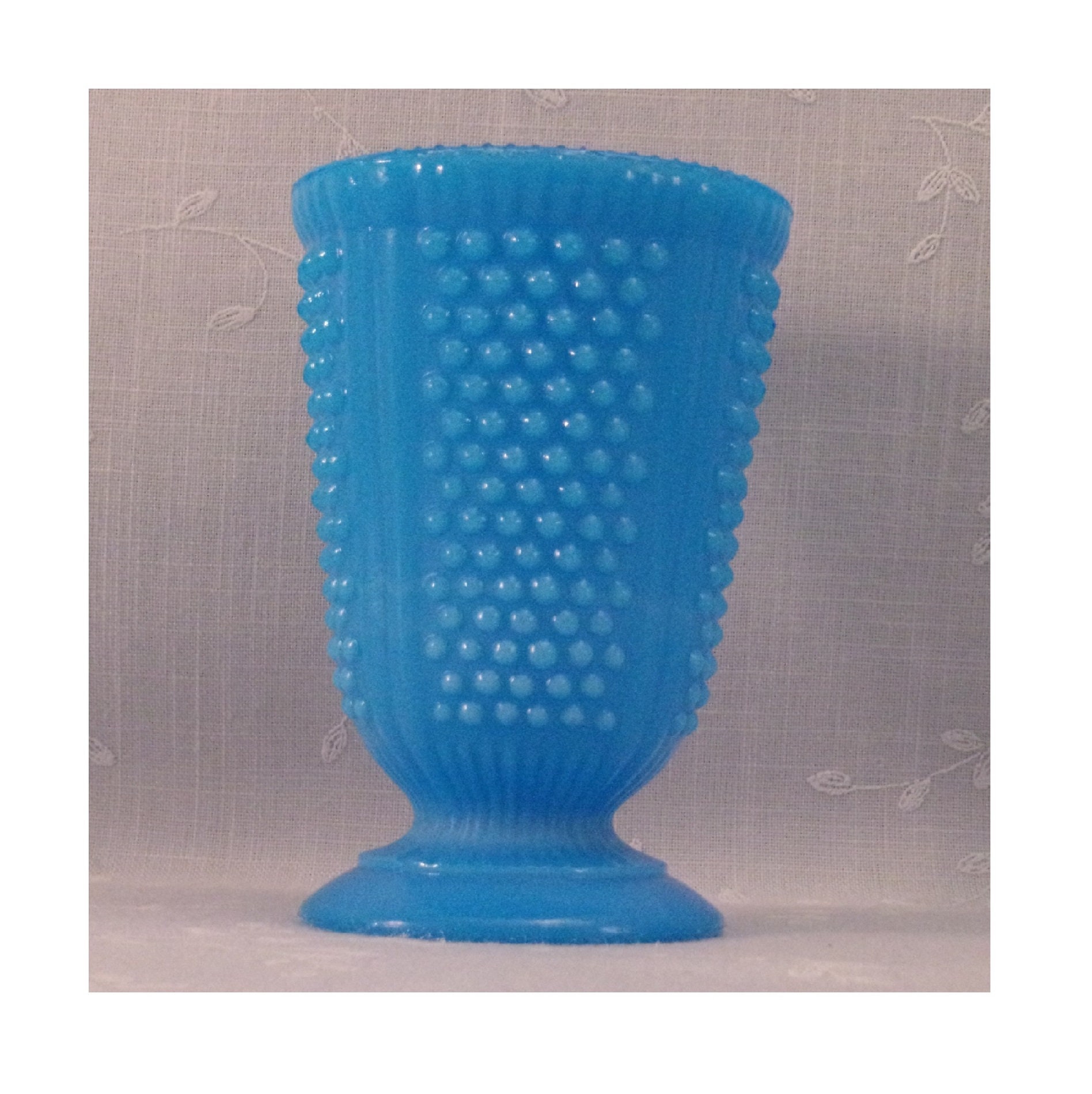 Antique Blue Milk Glass Bryce Brothers Paneled Hobnail Spooner. Rama