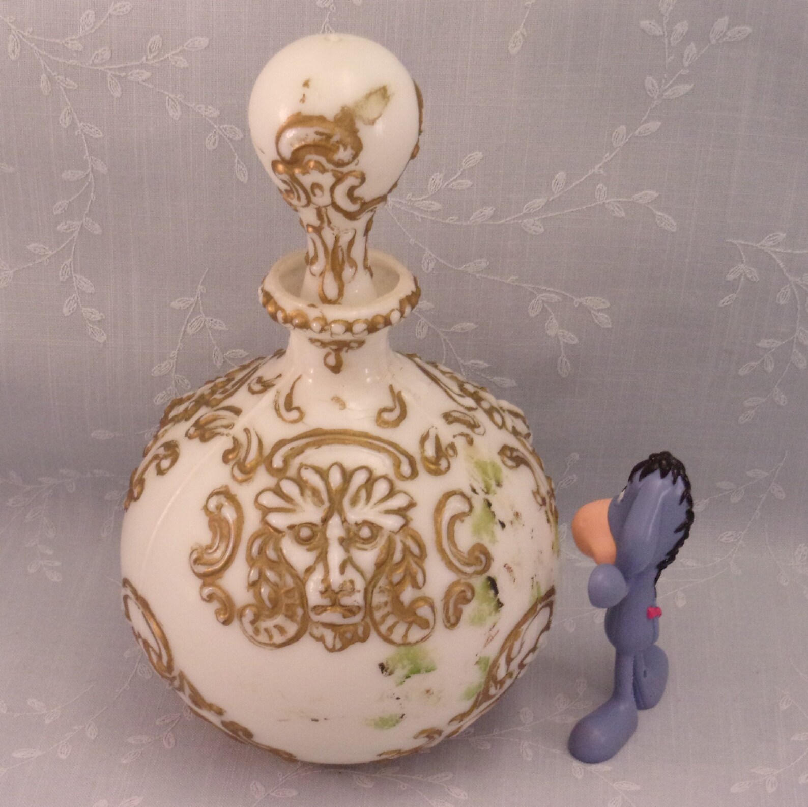 2 Antique Milk Glass Dresser Decanters W Original Stoppers. Gillinder ...