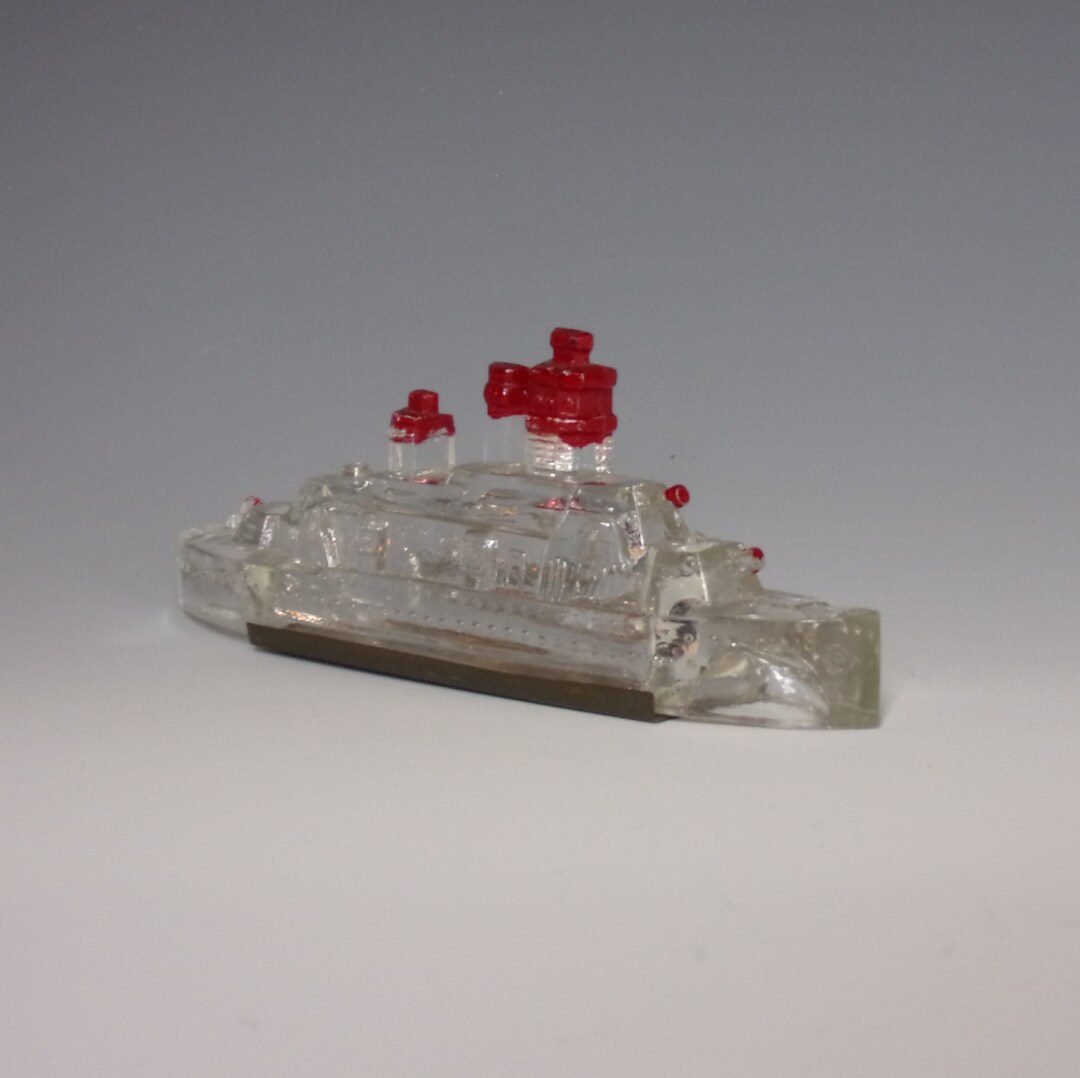 Vintage Glass Candy Container. 1943 Victory Toy Miniature Battleship W ...
