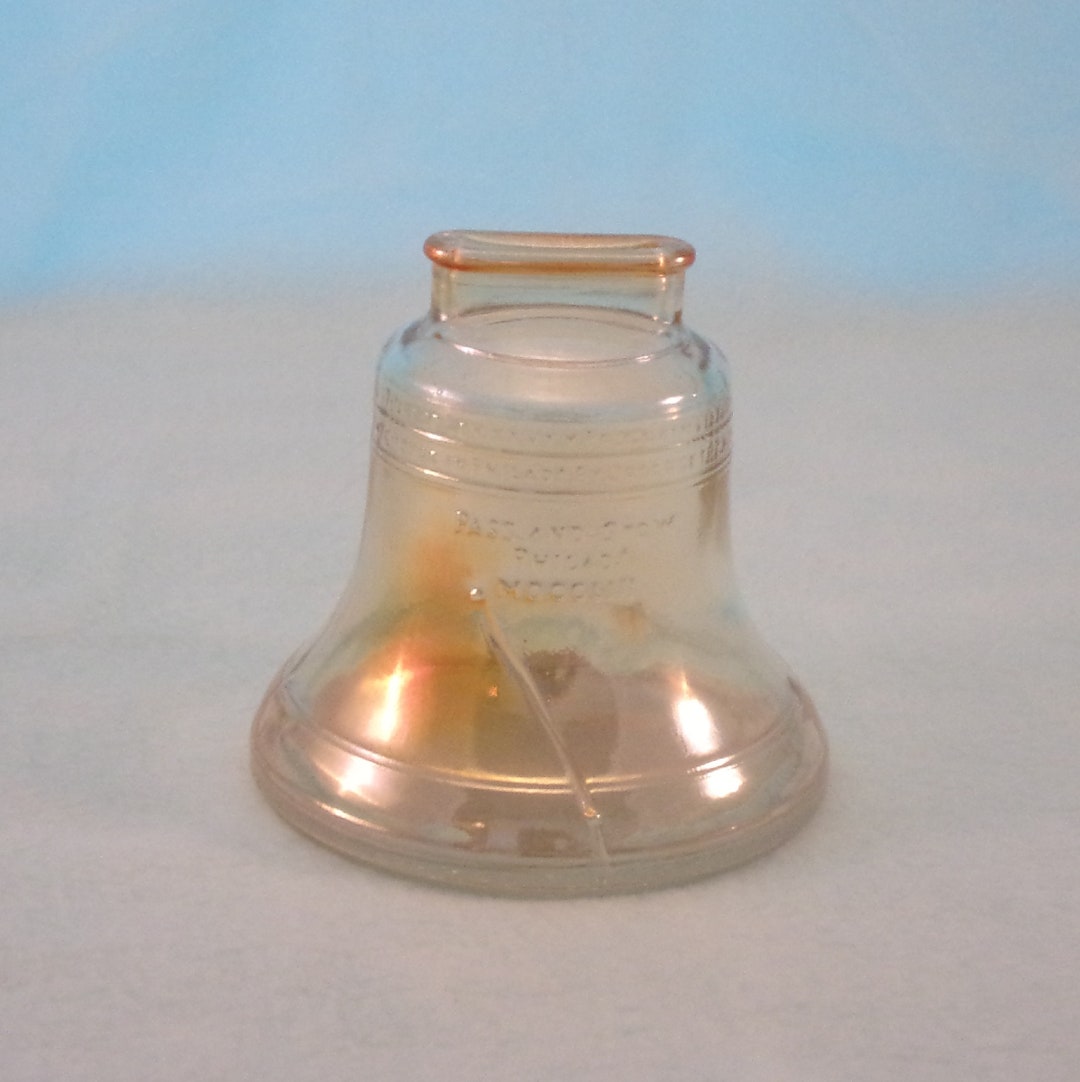 Vintage Liberty Bell Bicentennial Marigold Carnival Glass Bank W Raised ...