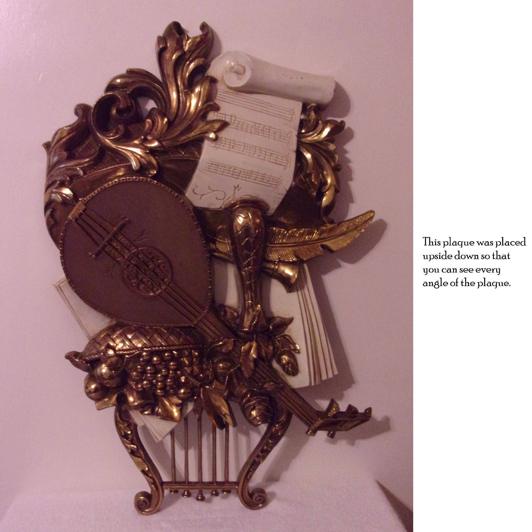 1971 Syroco Wall Décor Plaque 7236 w Original Paint and Mandolin. rbma