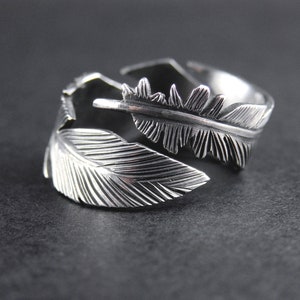Silver Feather Ring - Adjustable Hand-crafted Ring - Etsy