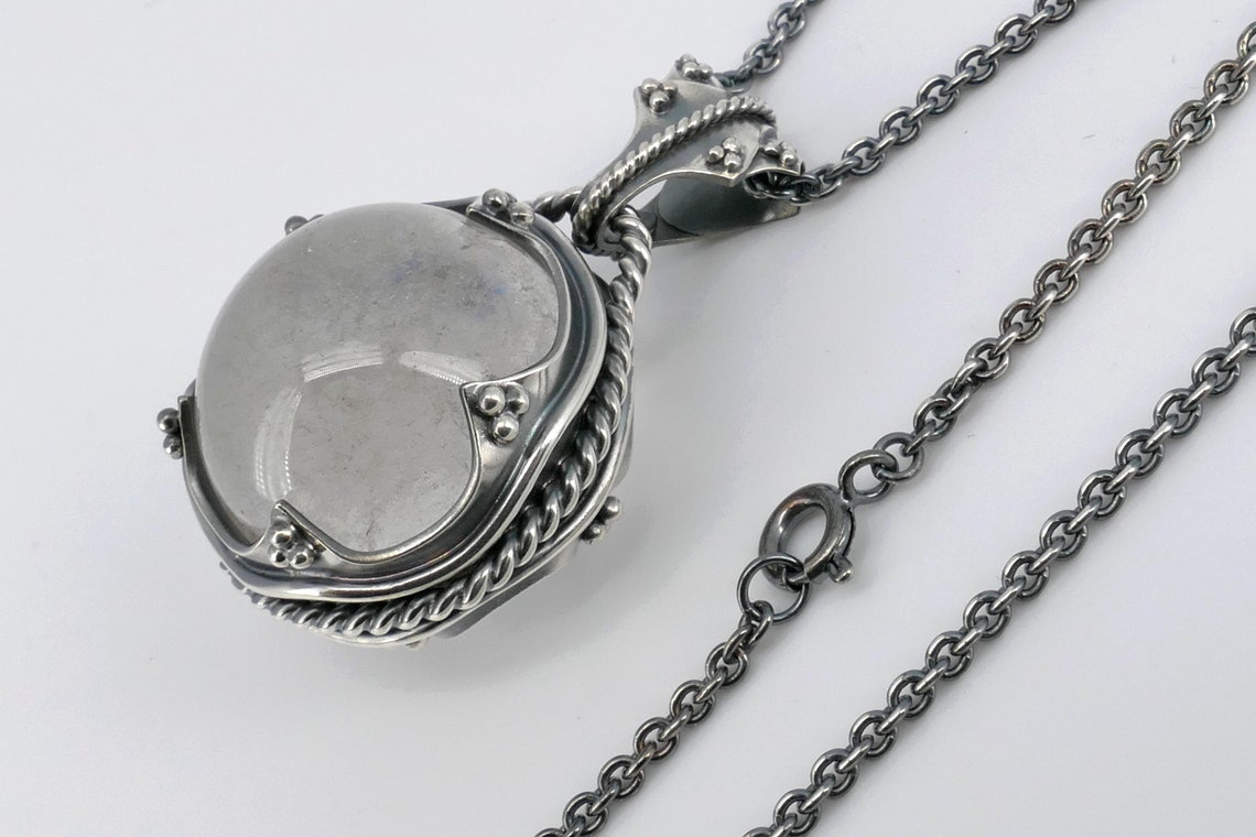 Crystal Ball Pendant Sterling Silver Quartz Sphere Necklace - Etsy