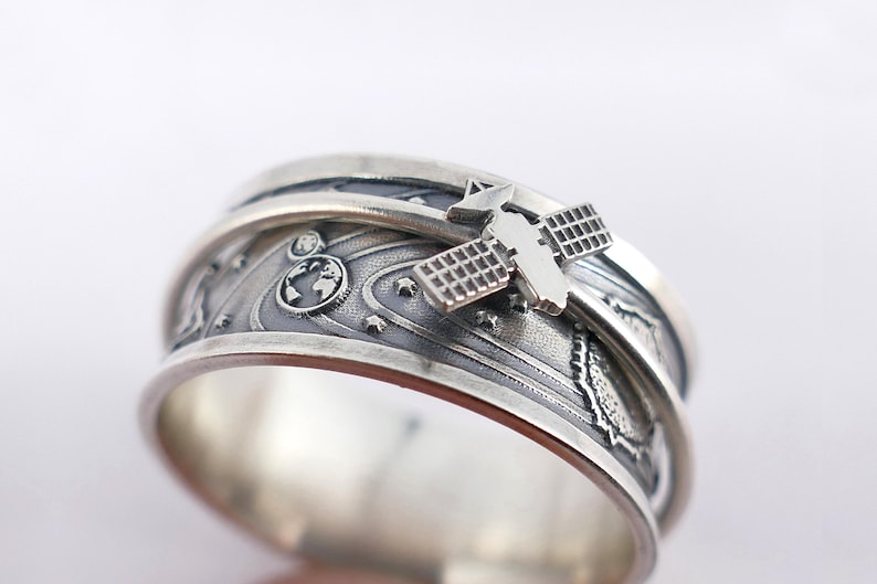 Solar System Ring, Sterling Silver Sun and Planets Space Ring With ...