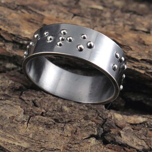 Sterling Silver Braille Ring: Personalized Message, Raised Dots and ...