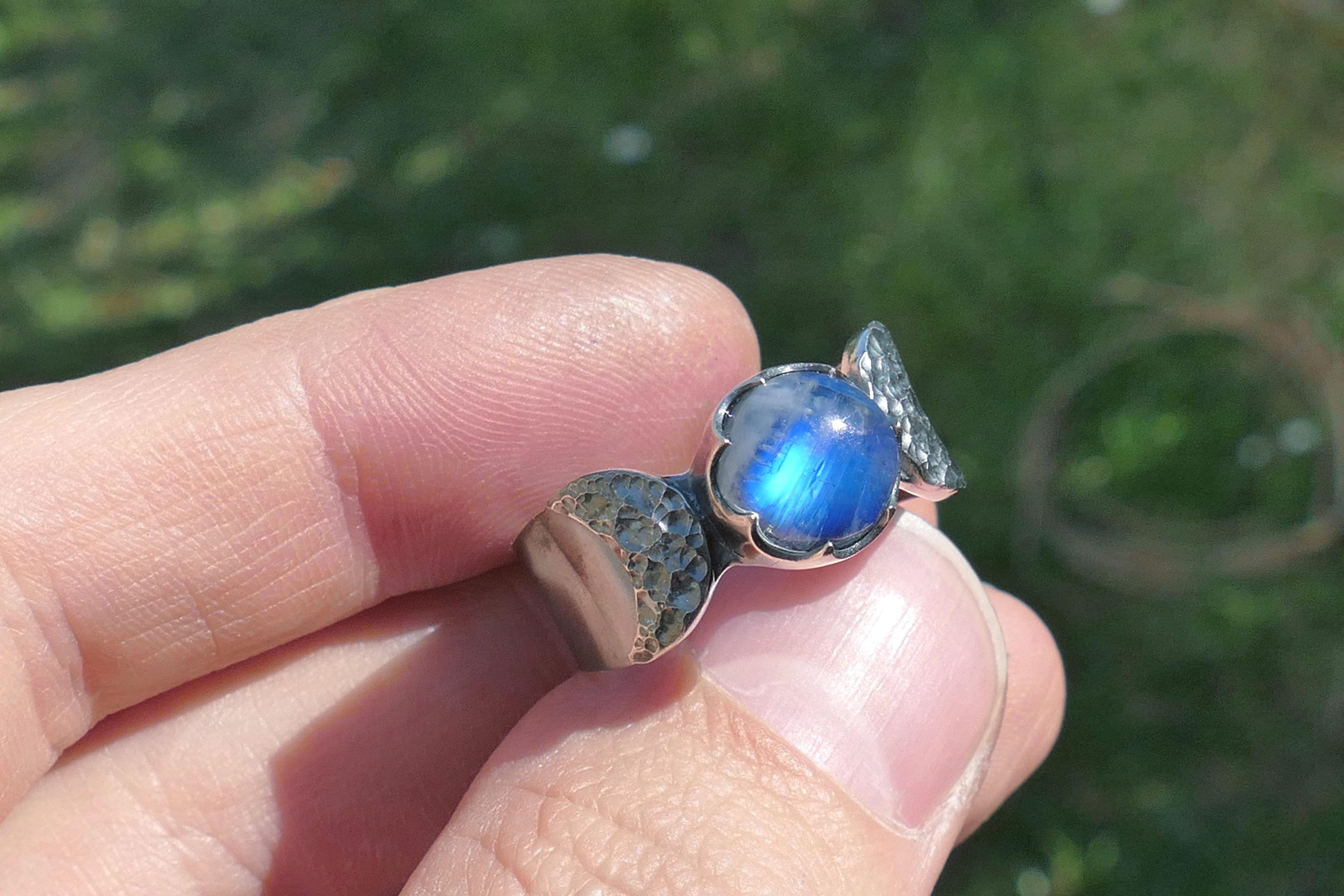 Lunar Phase Ring Sterling Silver Moonstone Ring Crescent - Etsy UK