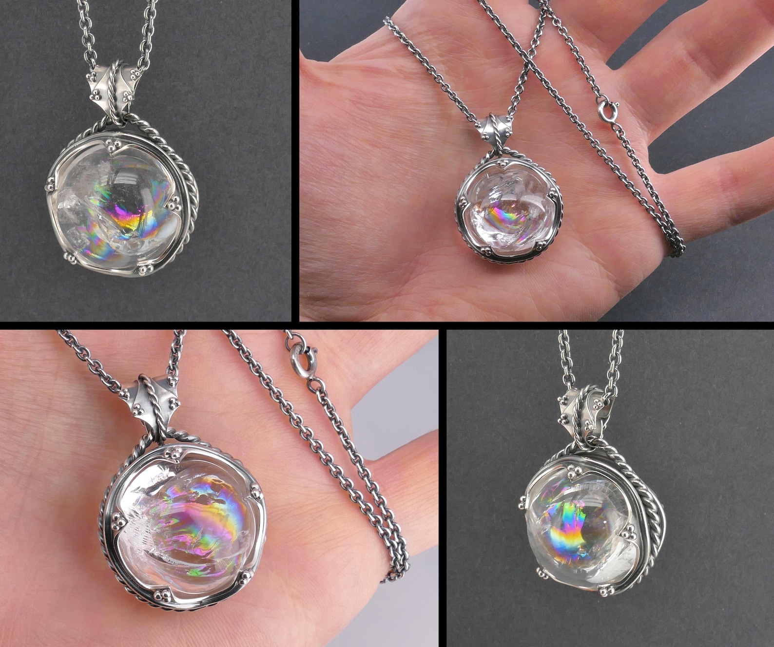 Crystal Ball Pendant Sterling Silver Quartz Sphere Necklace - Etsy