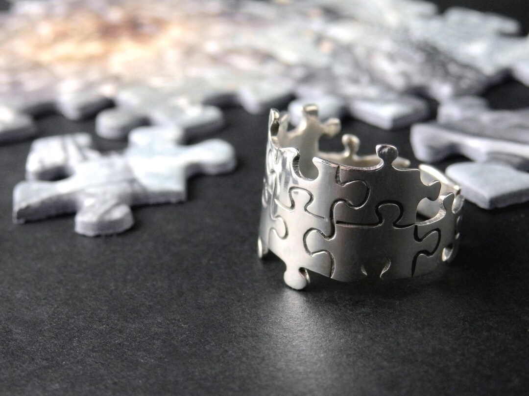 Puzzle Ring - Handcrafted Silver Jigsaw Ring - Etsy UK