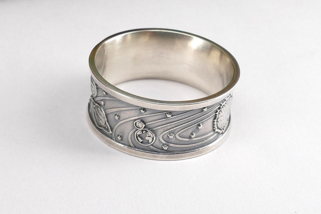 Solar System Ring, Sterling Silver Sun and Planets Space Ring With ...