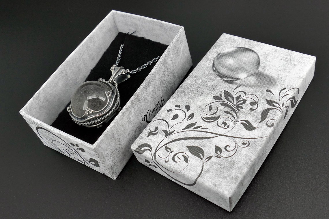 Crystal Ball Pendant Sterling Silver Quartz Sphere Necklace - Etsy