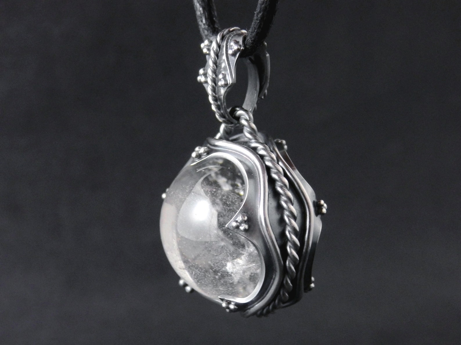 Crystal Ball Pendant Sterling Silver Quartz Sphere Necklace - Etsy