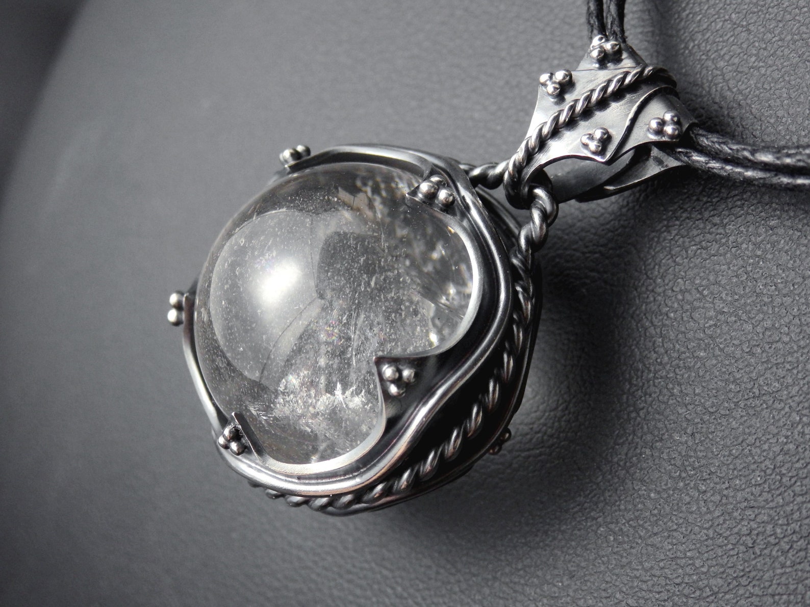 Crystal Ball Pendant Sterling Silver Quartz Sphere Necklace - Etsy