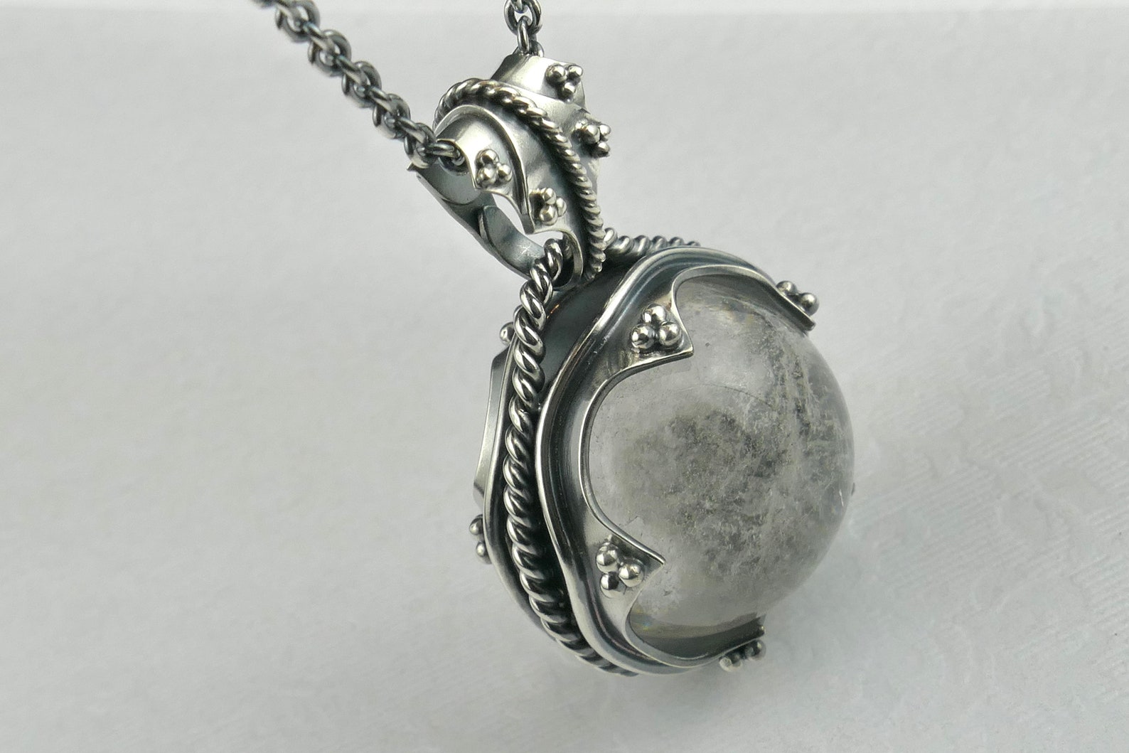 Crystal Ball Pendant Sterling Silver Quartz Sphere Necklace - Etsy