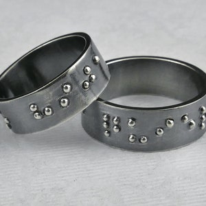 Sterling Silver Braille Ring: Personalized Message, Raised Dots and ...