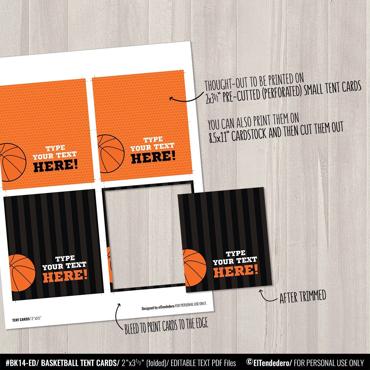 Basketball Place Cards Editable Buffet Cards Food Tent | Etsy