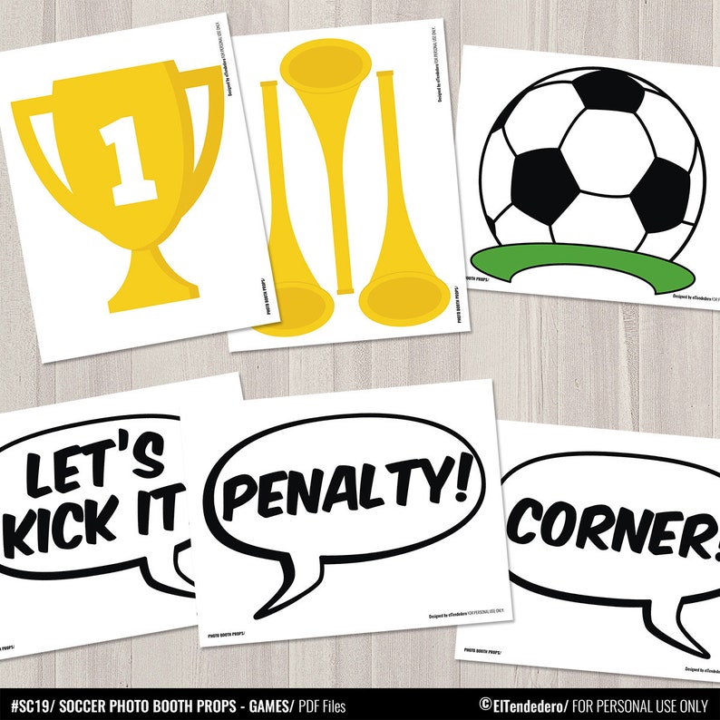 Soccer Photo Booth Props Package. Soccer Match Accessories. Team ...
