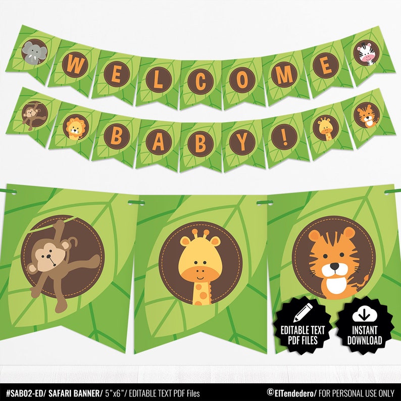 Safari Baby Shower Banner Jungle Theme Bunting Banner - Etsy Österreich