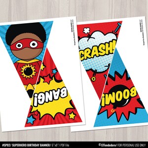 Superhero Birthday Banner. Comic Book Theme Bunting Banner. Printable ...