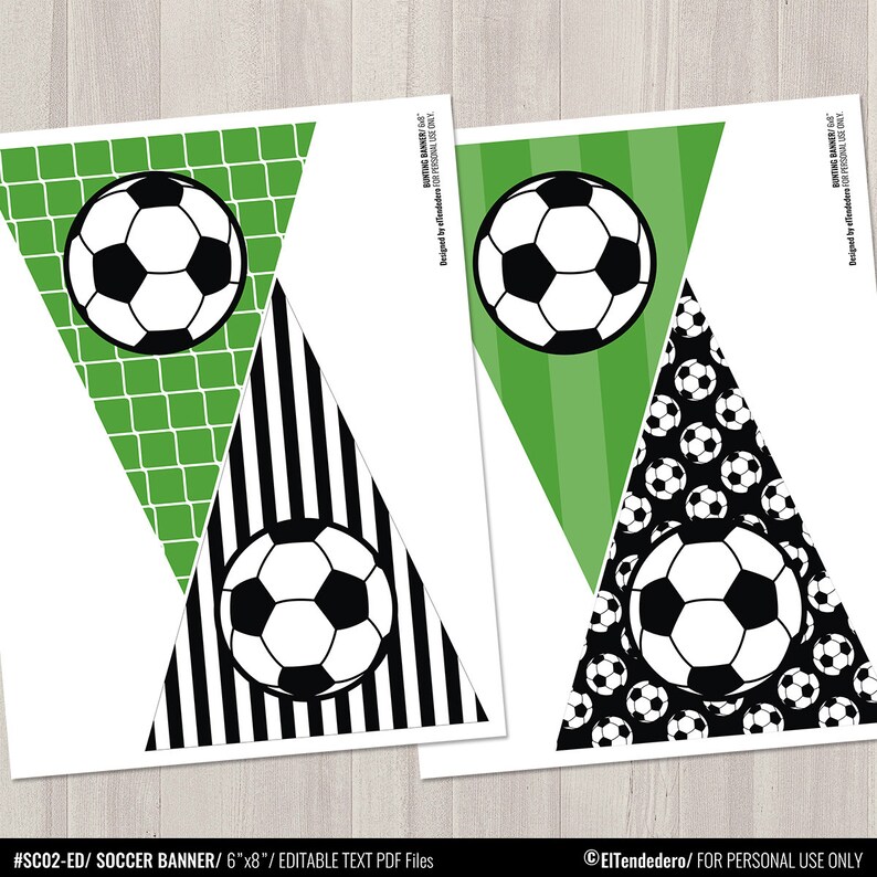 Editable Banderines Cumpleaños Fútbol Guirnalda Fiesta Equipo Fútbol