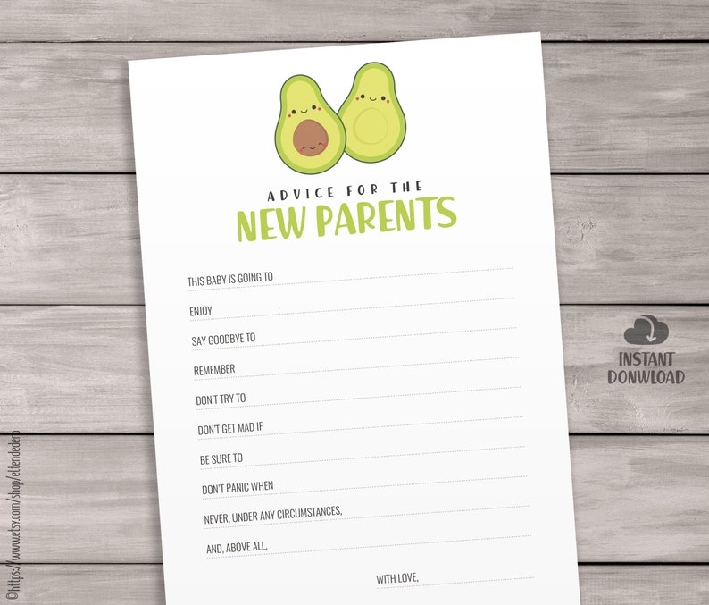 Baby Shower Advice Cards Advice for New Parents. Printable - Etsy
