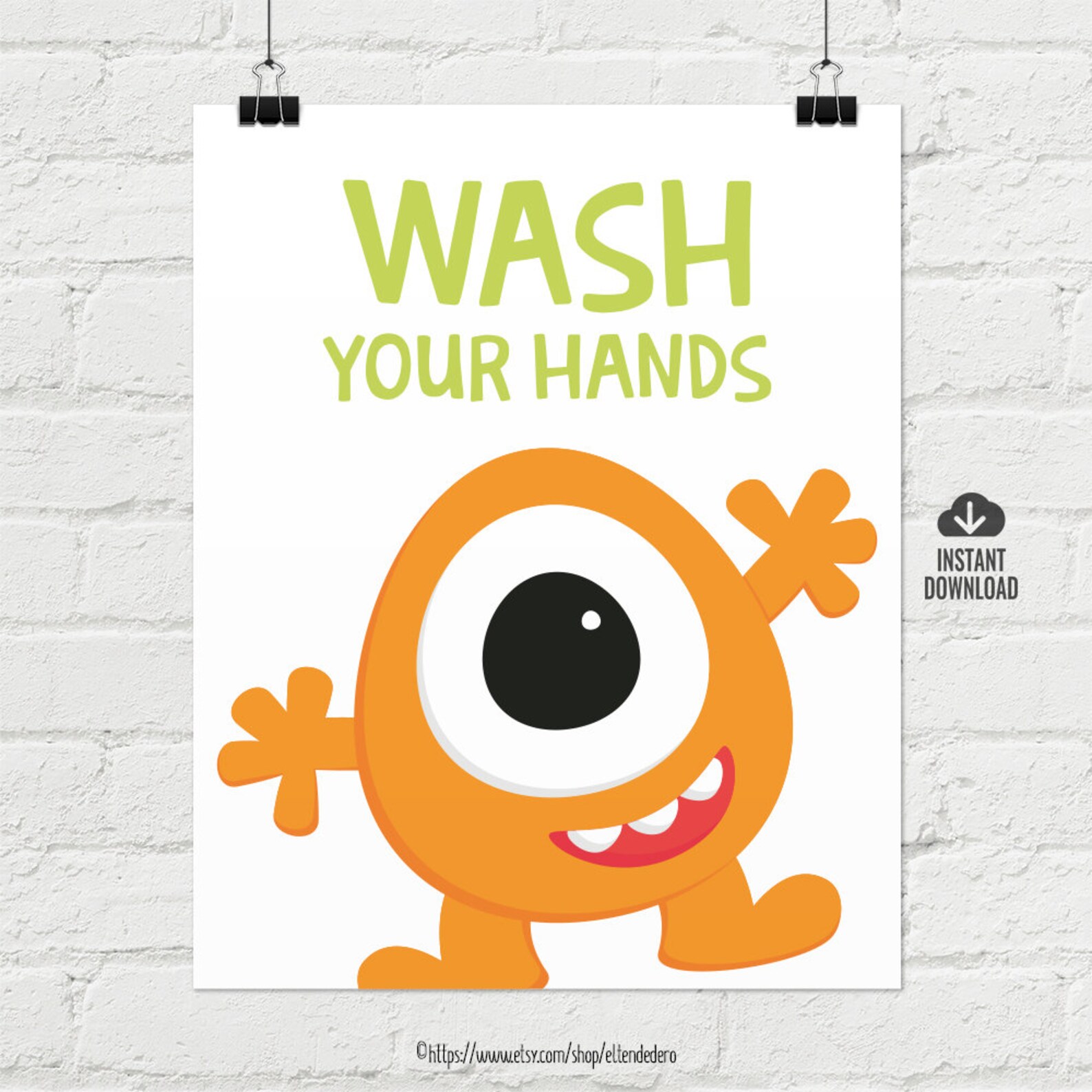PRINTABLE Bathroom Rules Set Wall Art. Little Monster Wash | Etsy