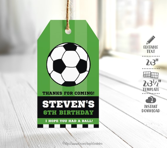 SELF EDITABLE Soccer Favor Tags. Printable Thank You Cards. - Etsy