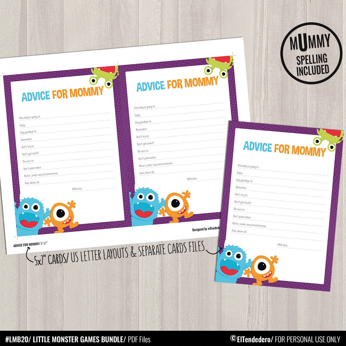 Little Monster Baby Shower Games Package Printable Game - Etsy