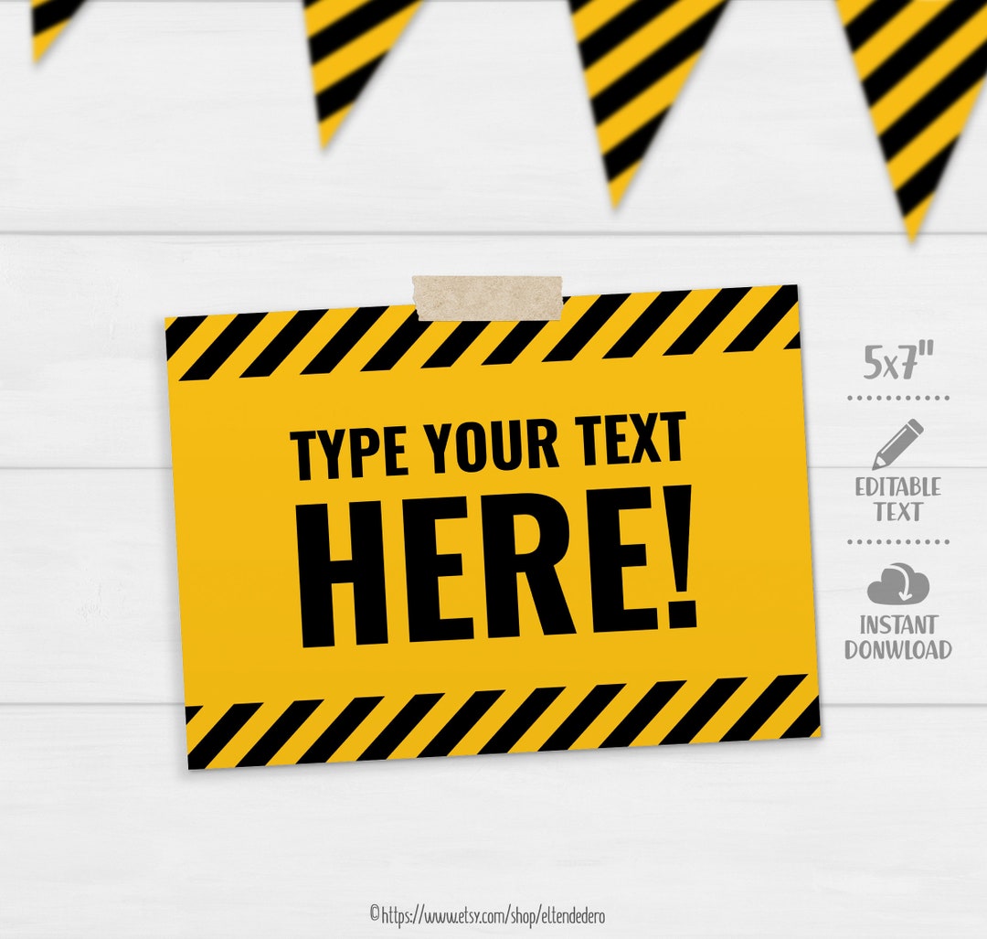 SELF EDITABLE Construction Table Signs - Place Cards - Buffet Cards ...