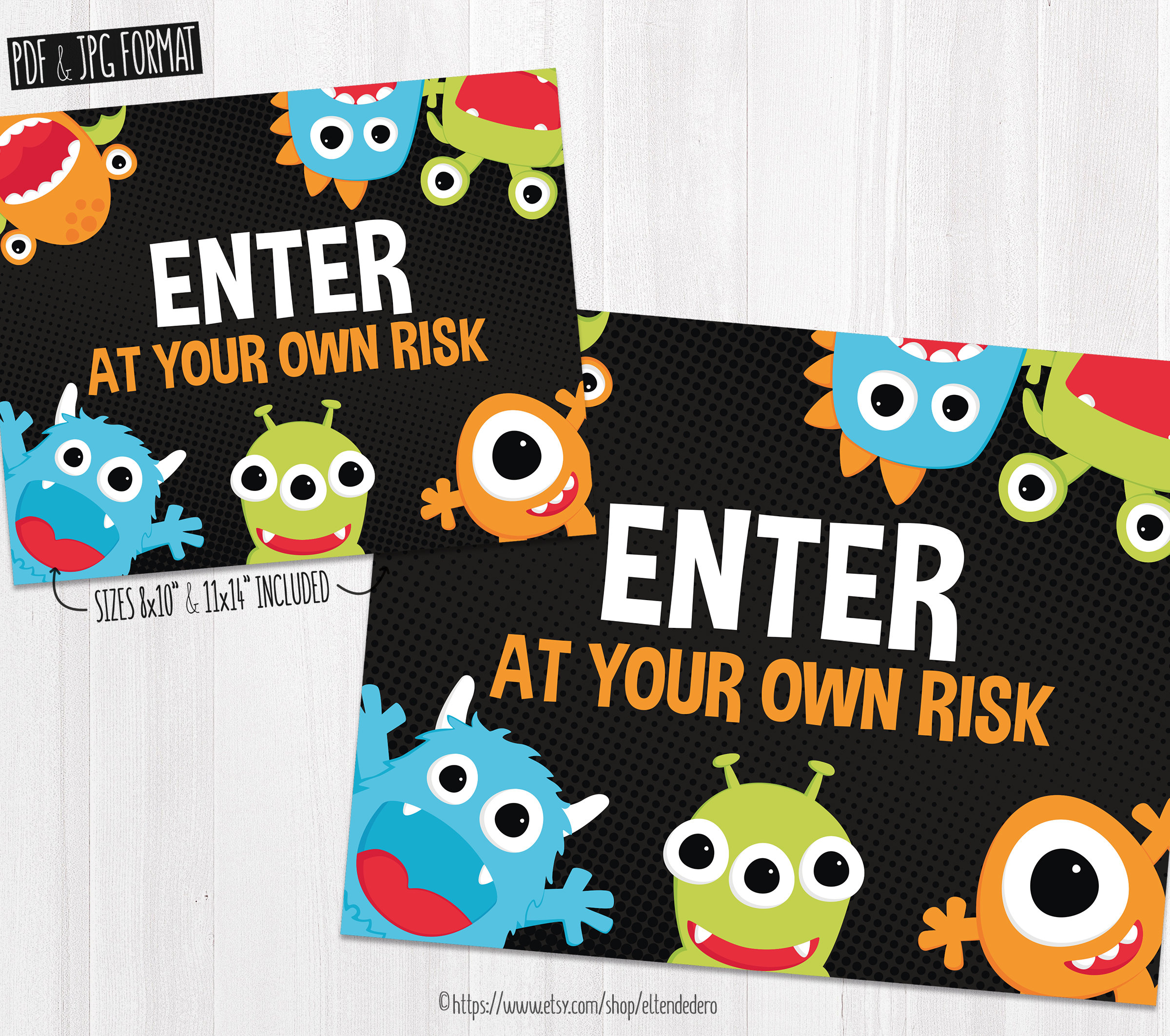 Monster Warning Sign. Printable Kids Birthday Party Sign. - Etsy UK
