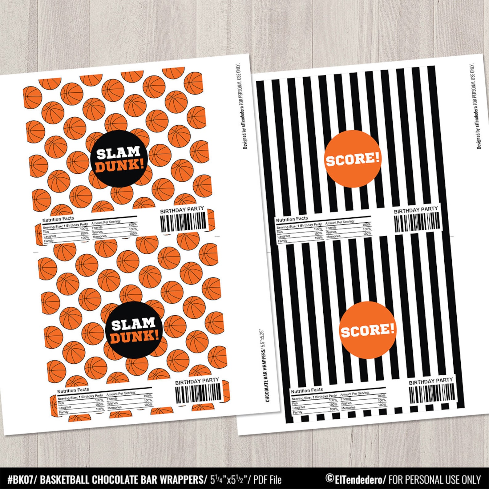 Basketball Chocolate Bar Wrappers. Birthday Chocolate Bar Wraps ...