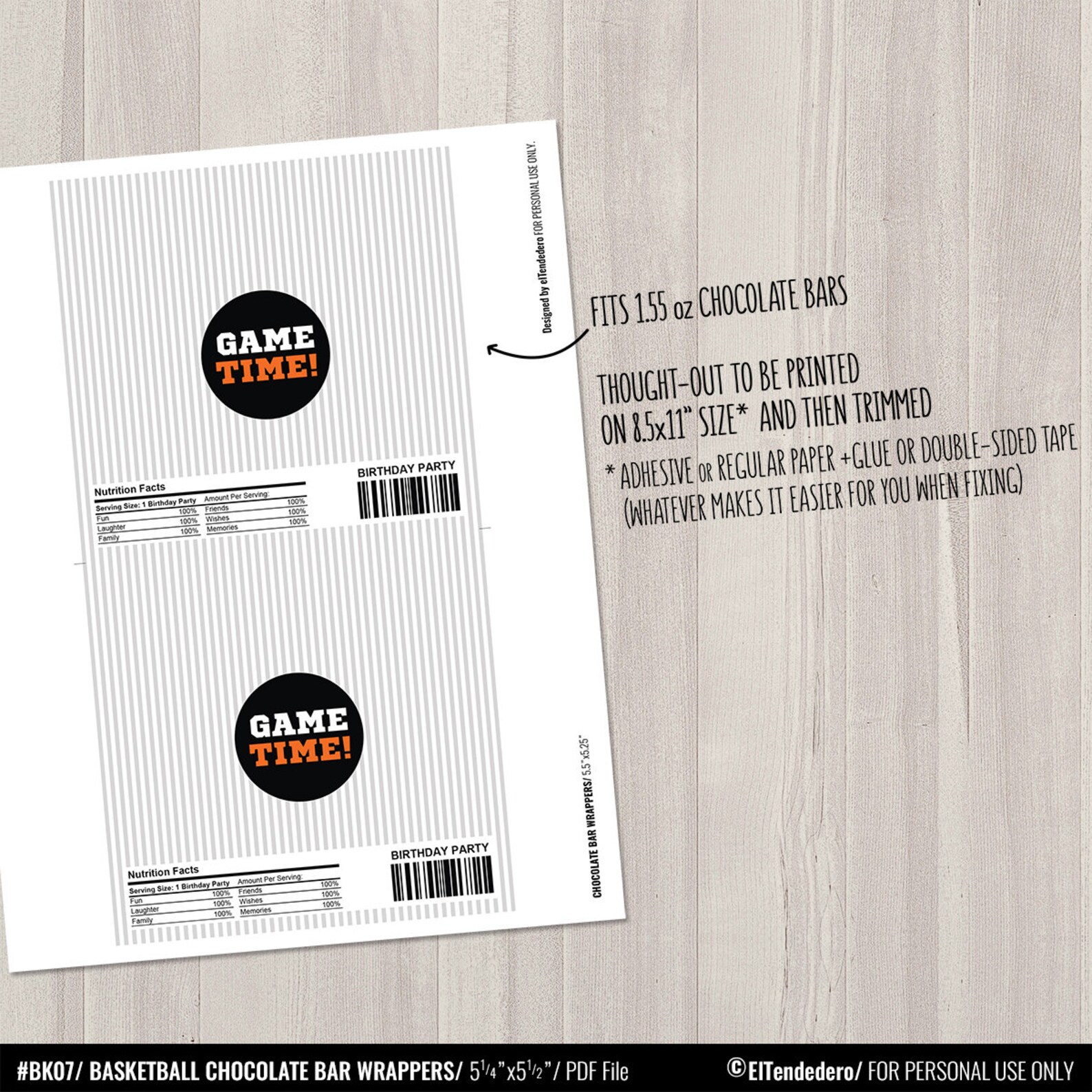 Basketball Chocolate Bar Wrappers. Birthday Chocolate Bar Wraps ...