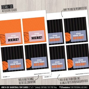 Basketball Place Cards - Editable Buffet Cards - Food Tent Cards ...