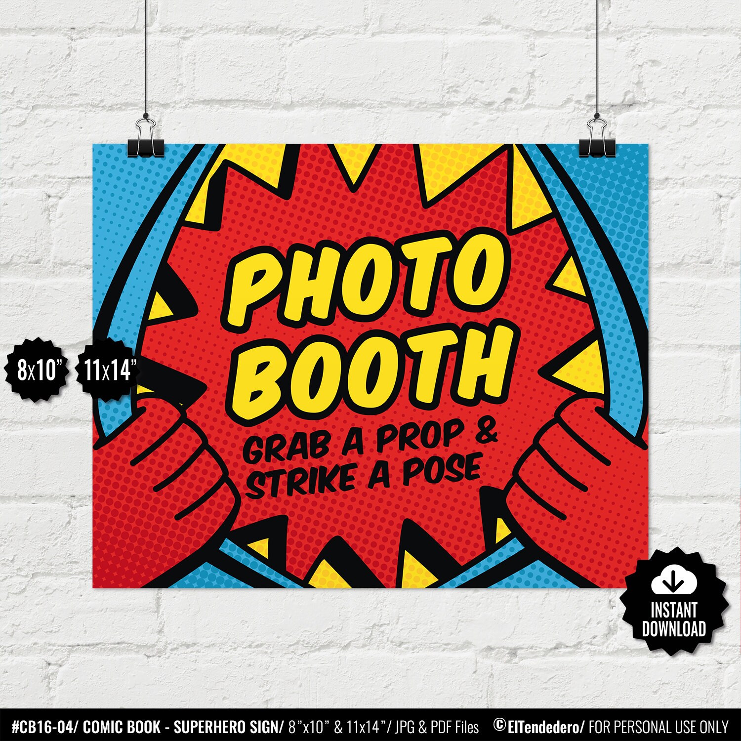 Superhero Photo Booth Sign. Printable Comic Book Photobooth. | Etsy