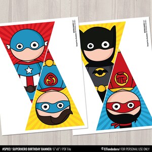 Superhero Birthday Banner. Comic Book Theme Bunting Banner. Printable ...